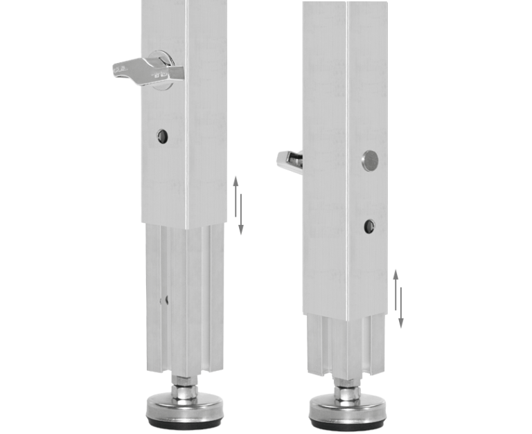 60 x 60 mm Telescopic legs with locking pin + leveller - PTA6-P