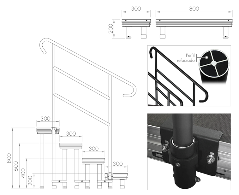 Modular aluminium stair. All connectors included | GUIL
